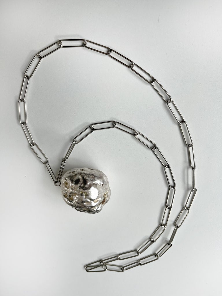 Unique Piece 1000 Sterling Silver Plated Nut Chain Necklace For Sale at ...