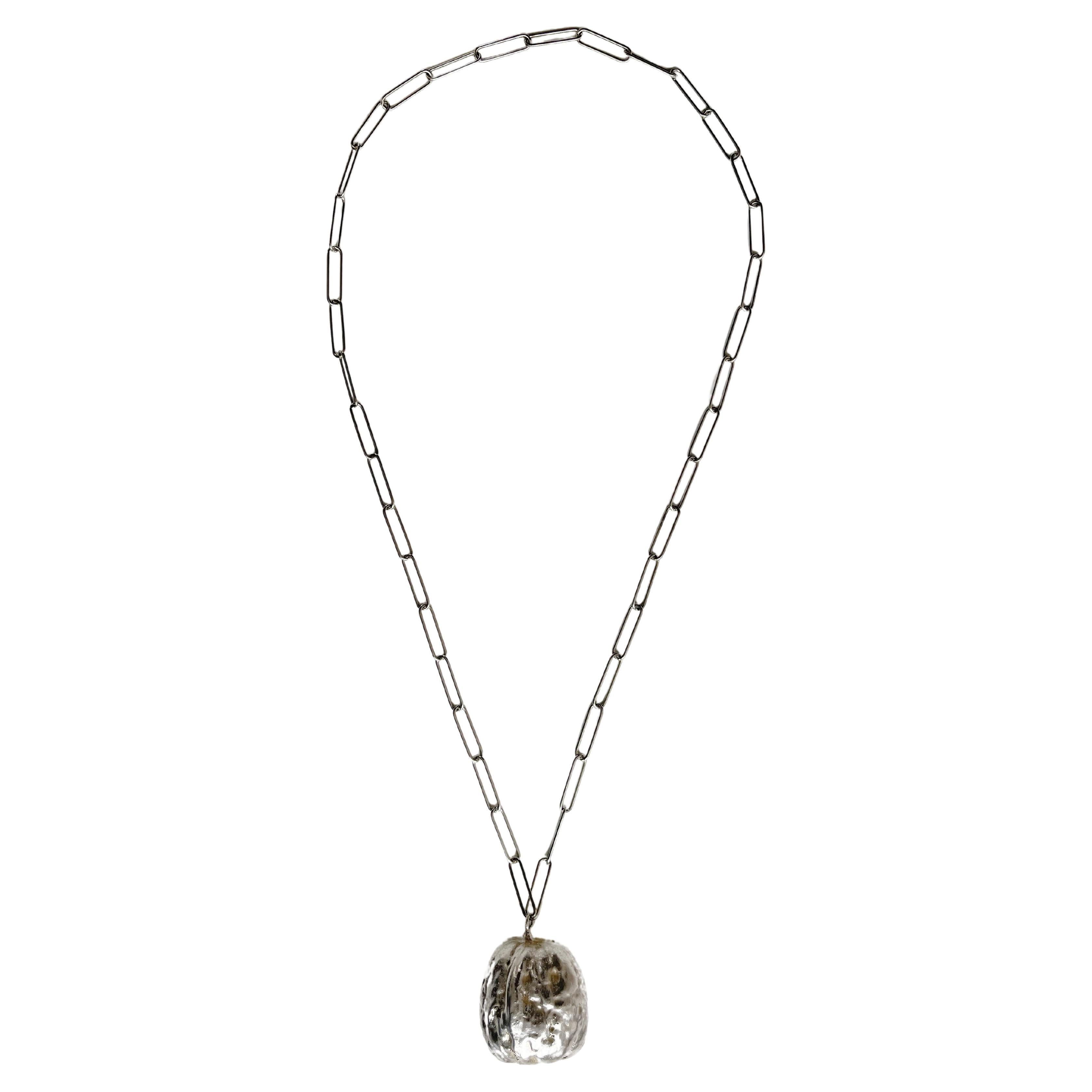 Unique Piece 1000 Sterling Silver Plated Wood Chain Necklace For Sale ...