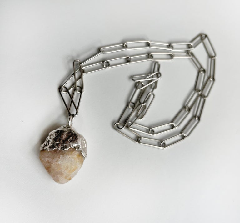 Unique Piece 1000 Sterling Silver Plated Quartz Chain Necklace For Sale ...