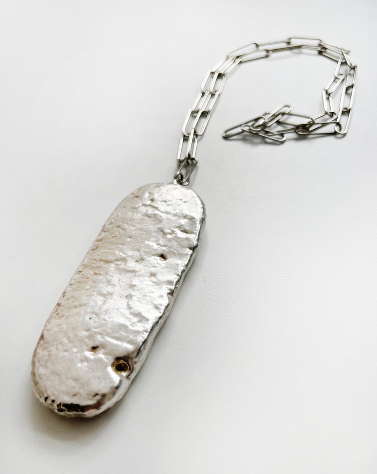 Unique Piece 1000 Sterling Silver Plated Wood Chain Necklace For Sale ...