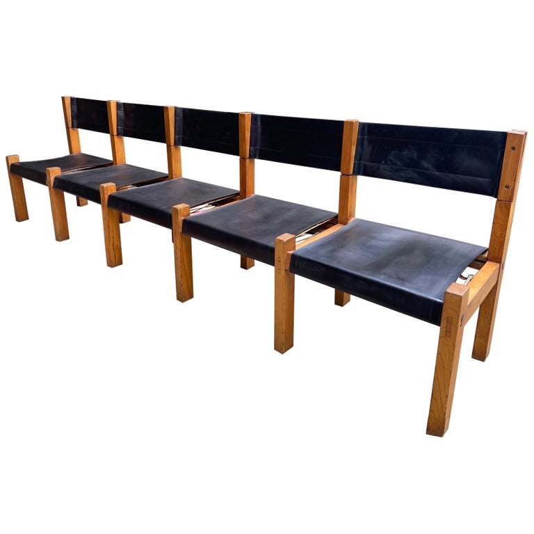 Unique Piece Pierre Chapo Leather and Elm Chapo Bench for Perriand For ...