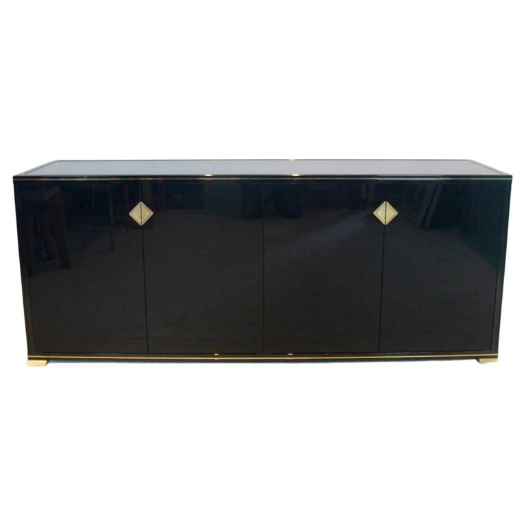 Unique Pierre Vandel Paris Black Lacquered French Sideboard For Sale at ...