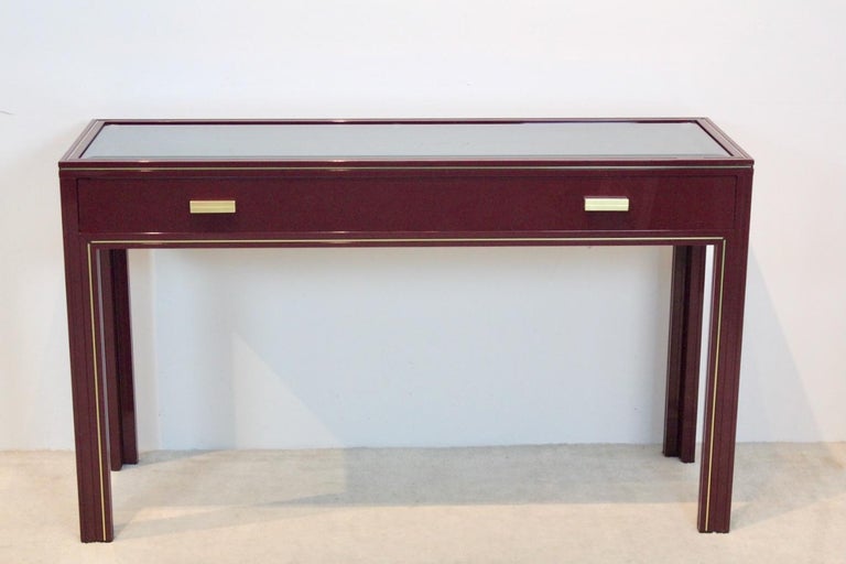 Unique Pierre Vandel Paris Burgundy Console Table, France 1970s For ...