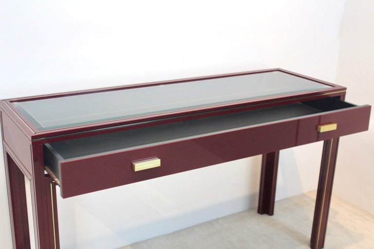 Unique Pierre Vandel Paris Burgundy Console Table, France 1970s For ...