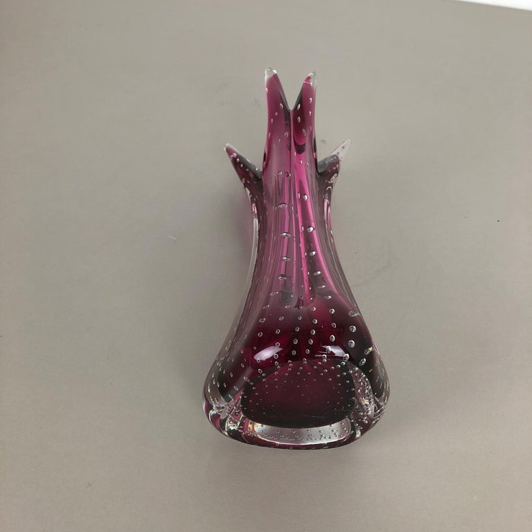 Unique Pink Sommerso Seguso Bullicante Murano Glass Vase Italy 1970s