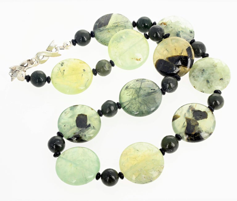 AJD Chic Modern Elegant Artistic Natural Prehnite and Jasper Necklace For Sale at 1stDibs