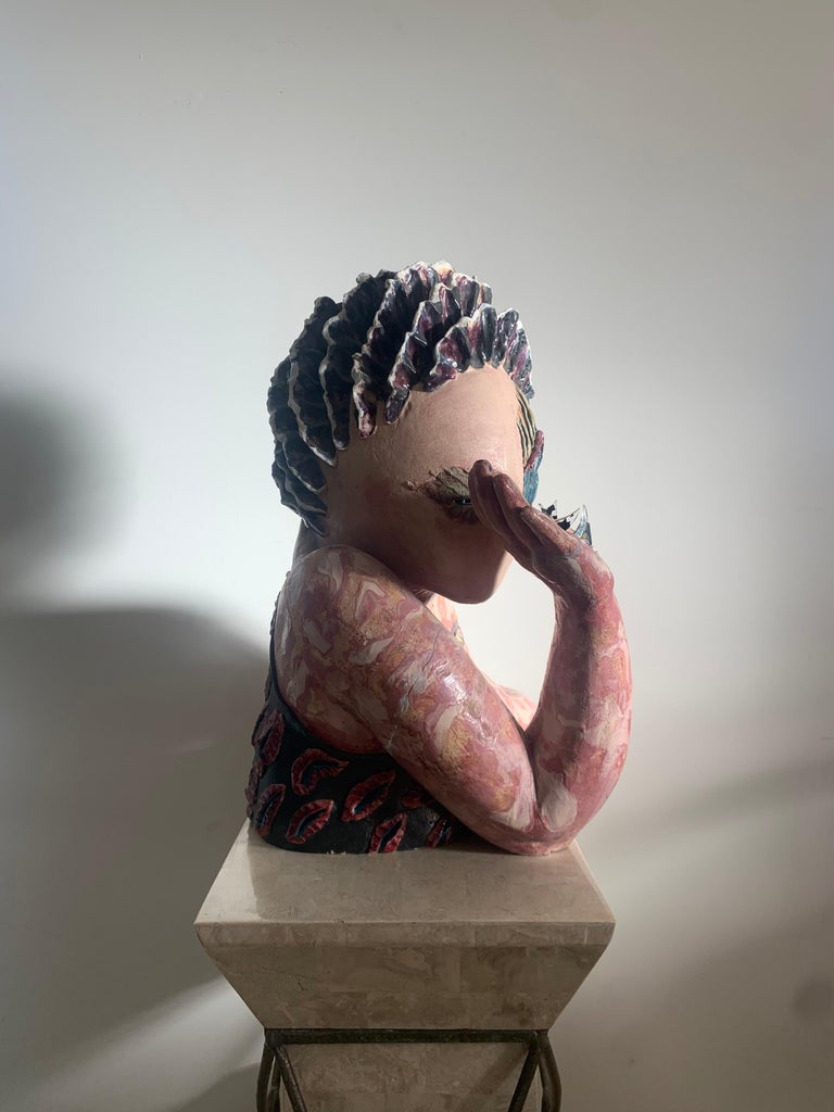 Giant Unique Punk Femme Bust Sculpture, 20th Century For Sale at 1stDibs