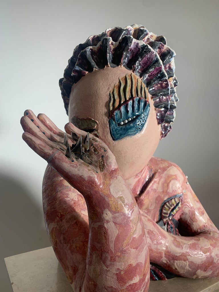 Giant Unique Punk Femme Bust Sculpture, 20th Century For Sale at 1stDibs