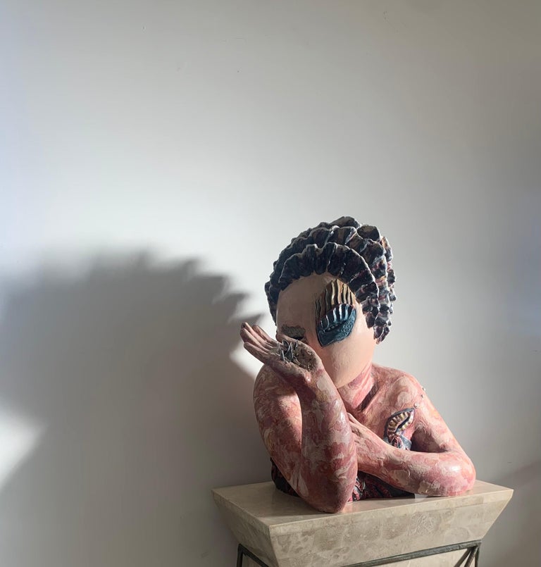 Giant Unique Punk Femme Bust Sculpture, 20th Century For Sale at 1stDibs