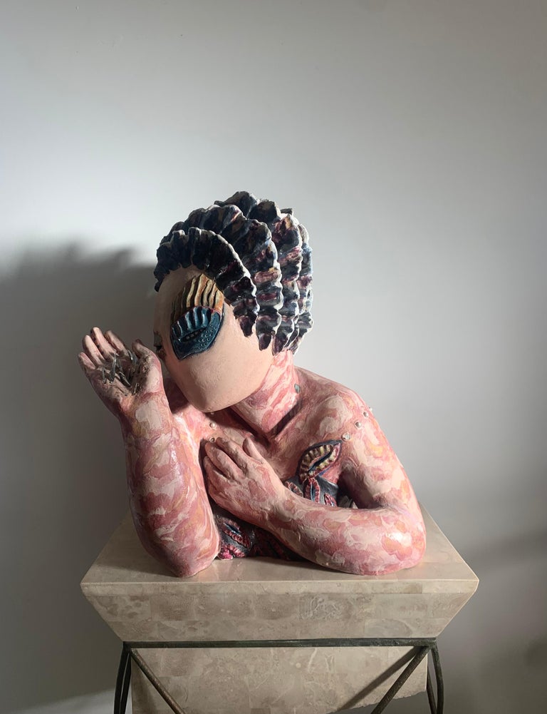 Giant Unique Punk Femme Bust Sculpture, 20th Century For Sale at 1stDibs