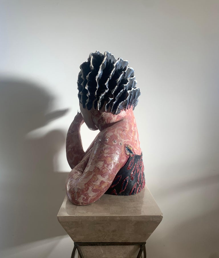 Giant Unique Punk Femme Bust Sculpture, 20th Century For Sale at 1stDibs