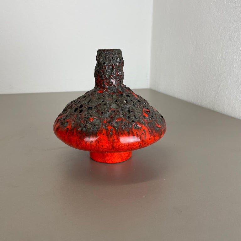 Unique Red Black Ceramic Pottery "UFO" Vase Object by Otto Keramik ...