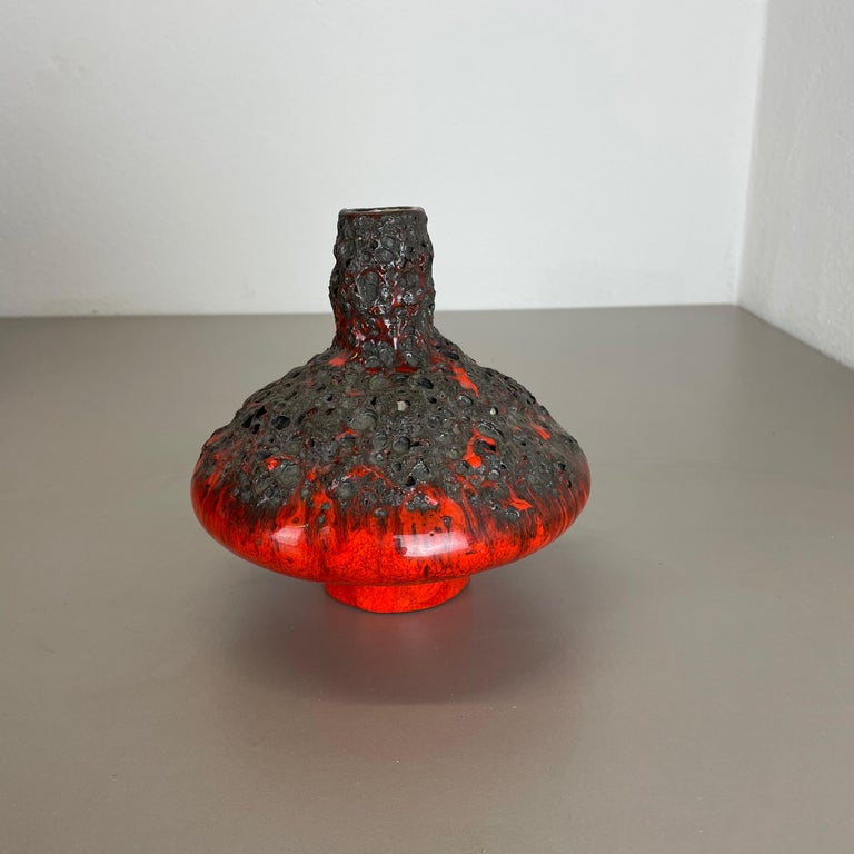 Unique Red Black Ceramic Pottery "UFO" Vase Object by Otto Keramik ...