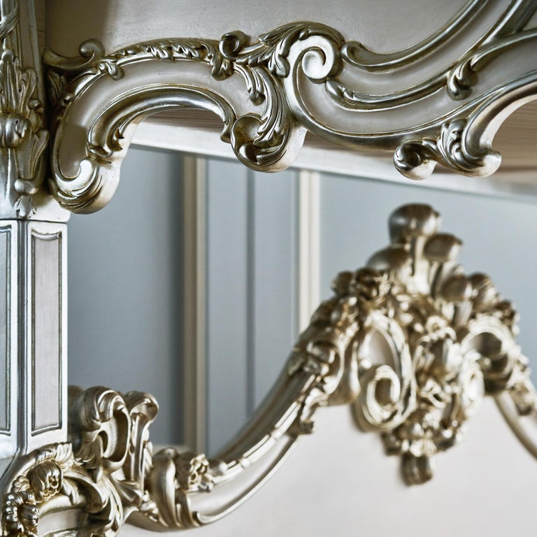 Unique Rococo Style Finely Carved 4 Poster/Bunk Bed With Silver Gilt ...