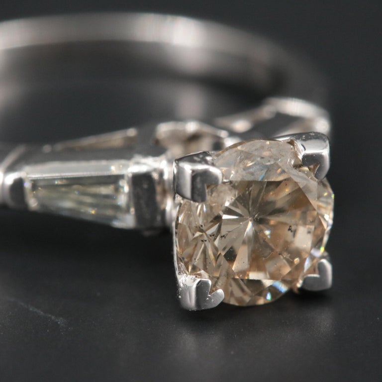 Customizable Unique Round Cut Diamonds Champagne Engagement Ring For ...