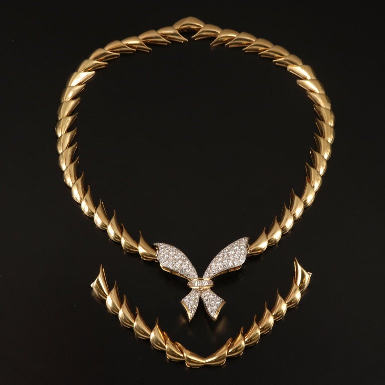 Unique Round Cut Diamonds Gold Pendant Necklace, Modern Butterfly ...