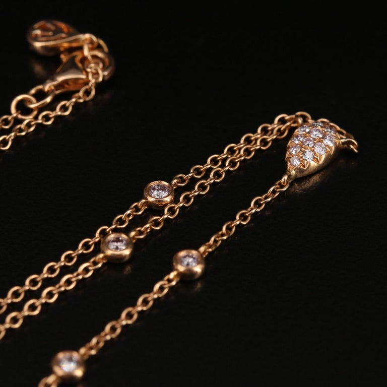 Unique Round Diamonds Lariat Style Gold Necklace, Modern 18K Gold For ...