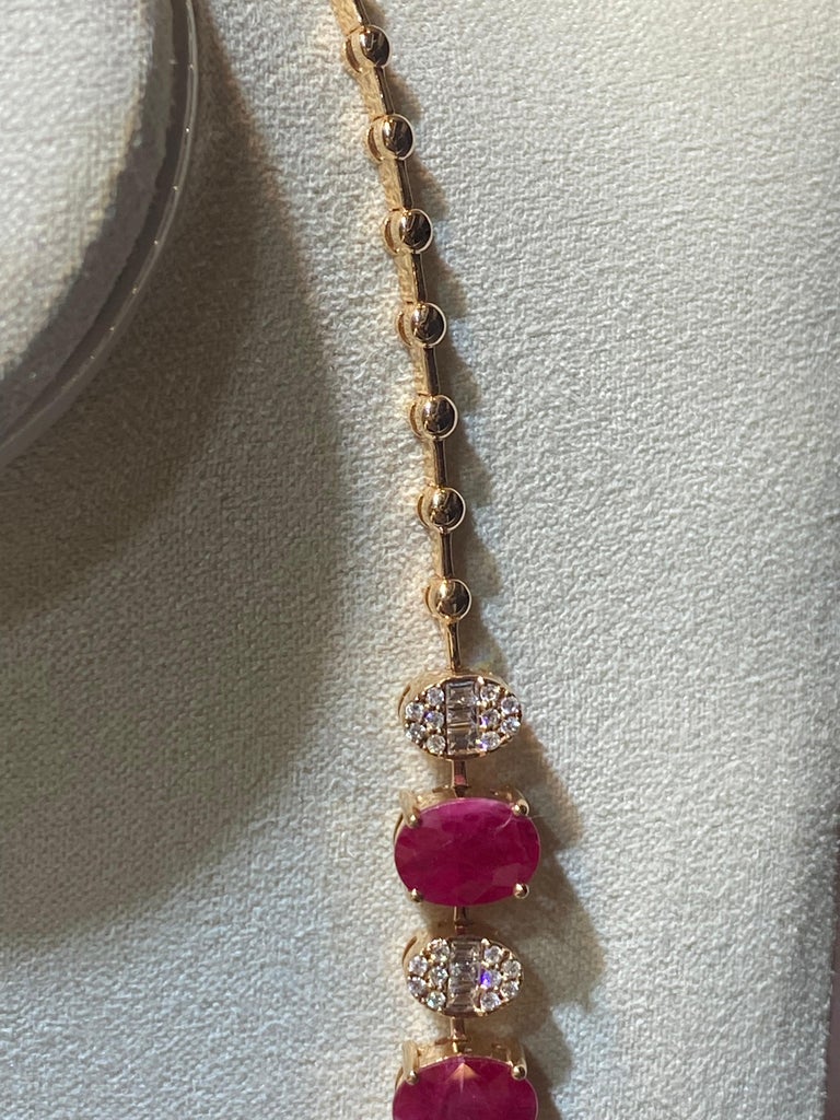 Unique Ruby Diamond 18K Gold Necklace for Her For Sale at 1stDibs