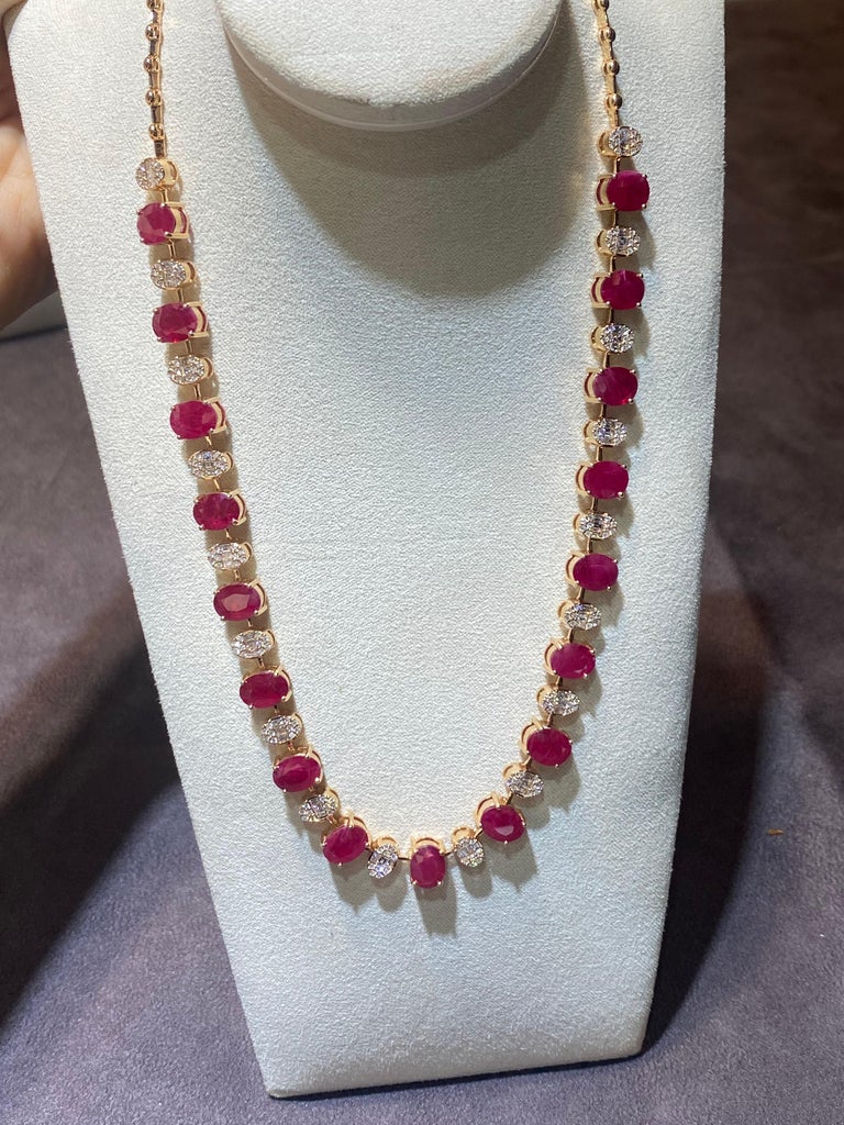 Unique Ruby Diamond 18K Gold Necklace for Her For Sale at 1stDibs
