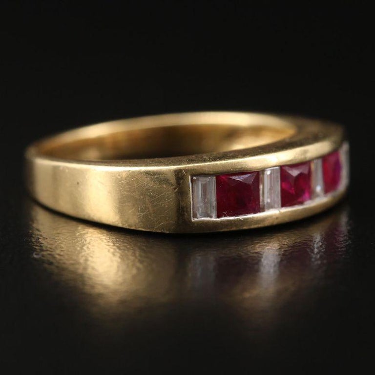 Customizable Unique Ruby Diamonds Engagement Band, 18K Gold Ruby ...