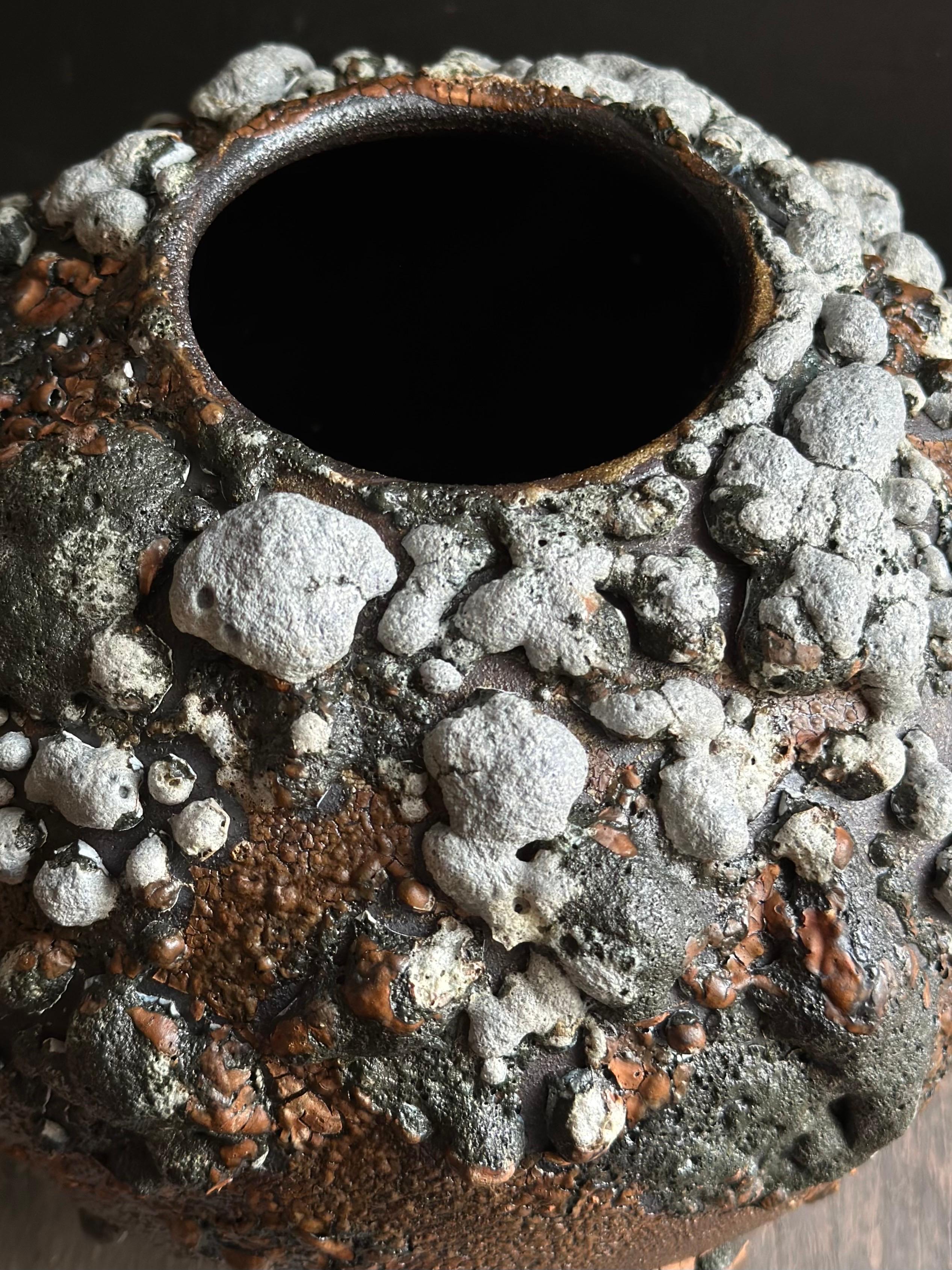 Unique Sculptural Artistic Textured Wabi-Sabi Earthy Moon Jar Vase For Sale at 1stDibs