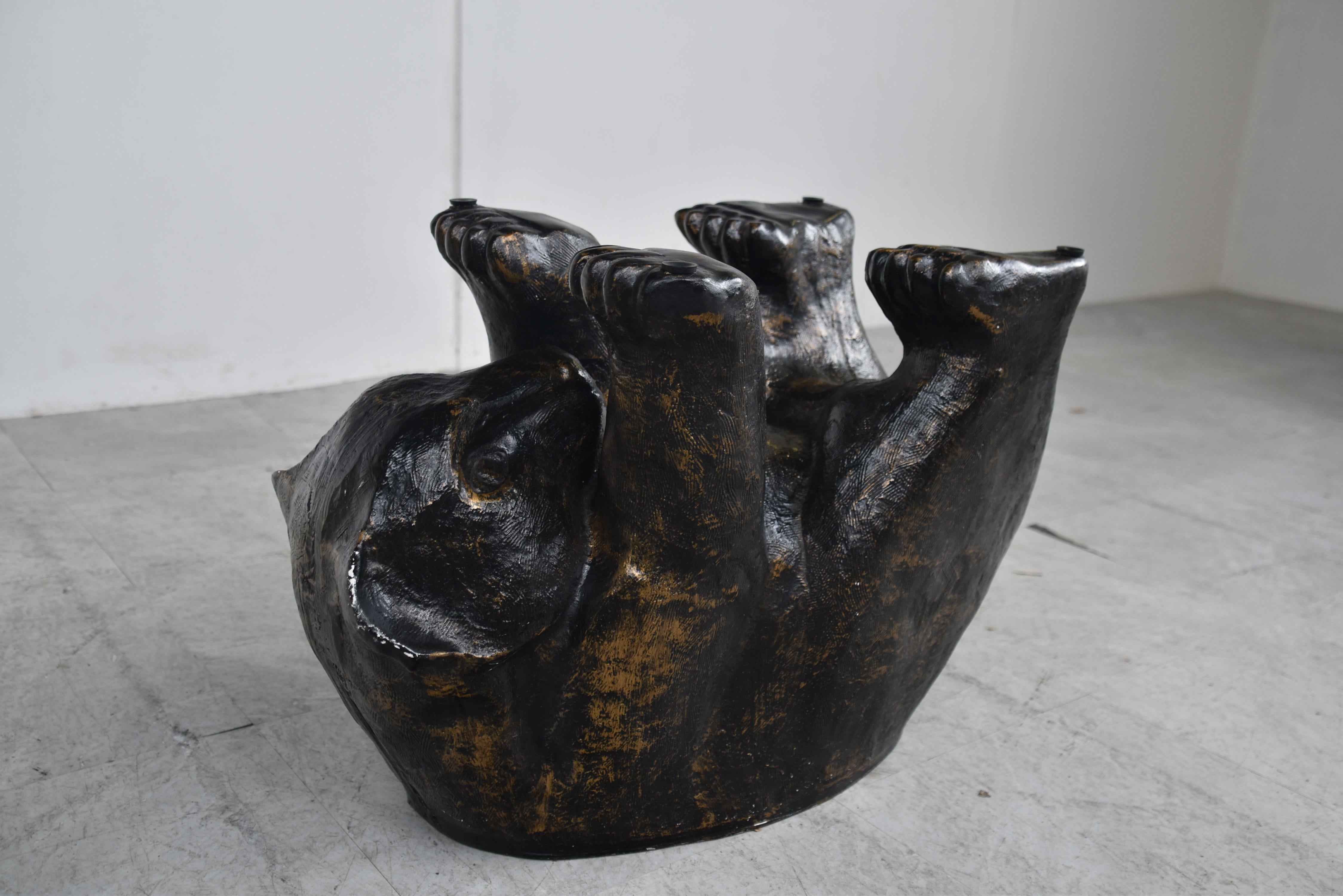 Unique Sculptural Black Bear Coffee Table, 1970s at 1stDibs