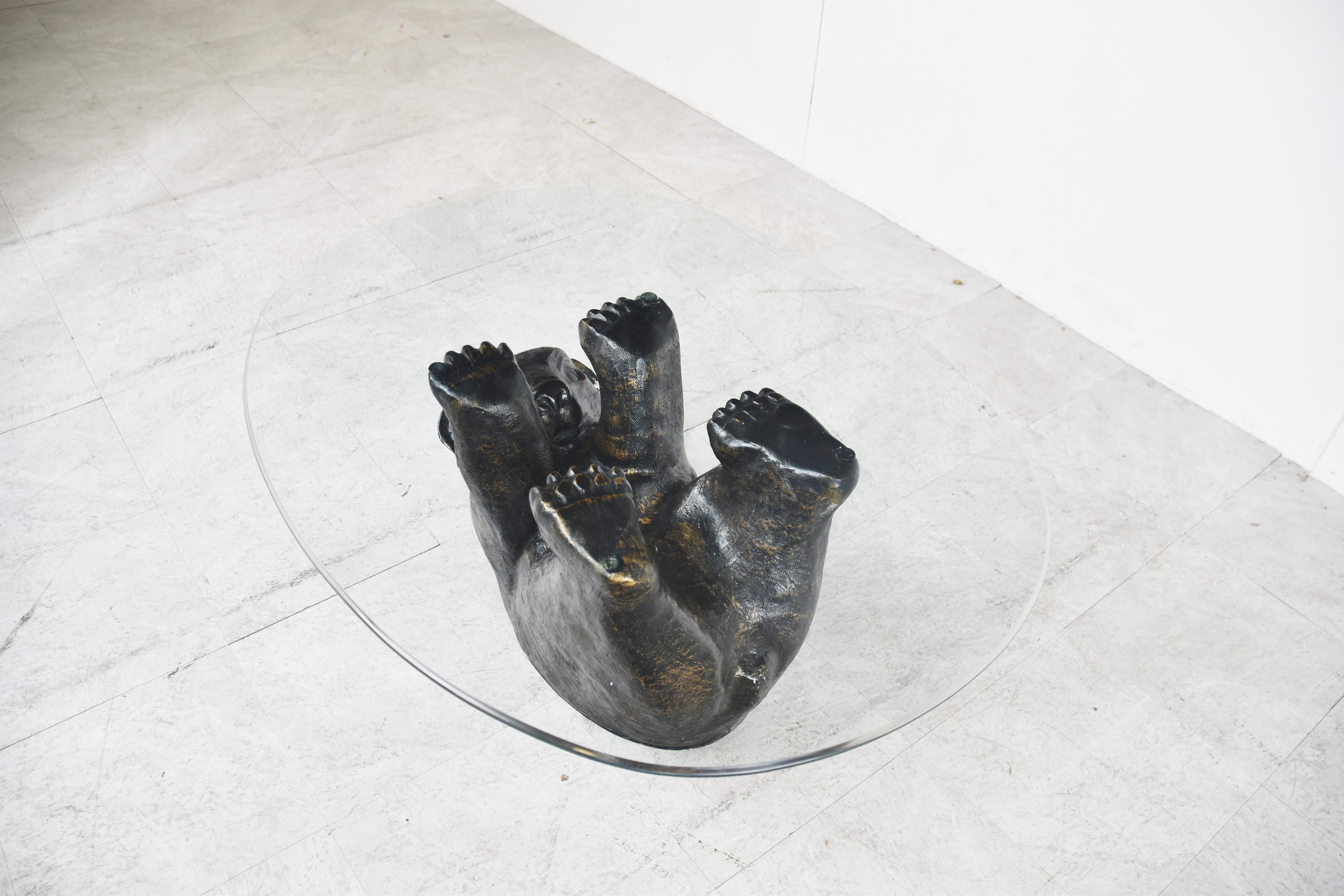 Unique Sculptural Black Bear Coffee Table, 1970s at 1stDibs