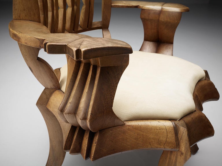 Unique Sculptural Dutch Armchair in Mahogany For Sale at 1stDibs