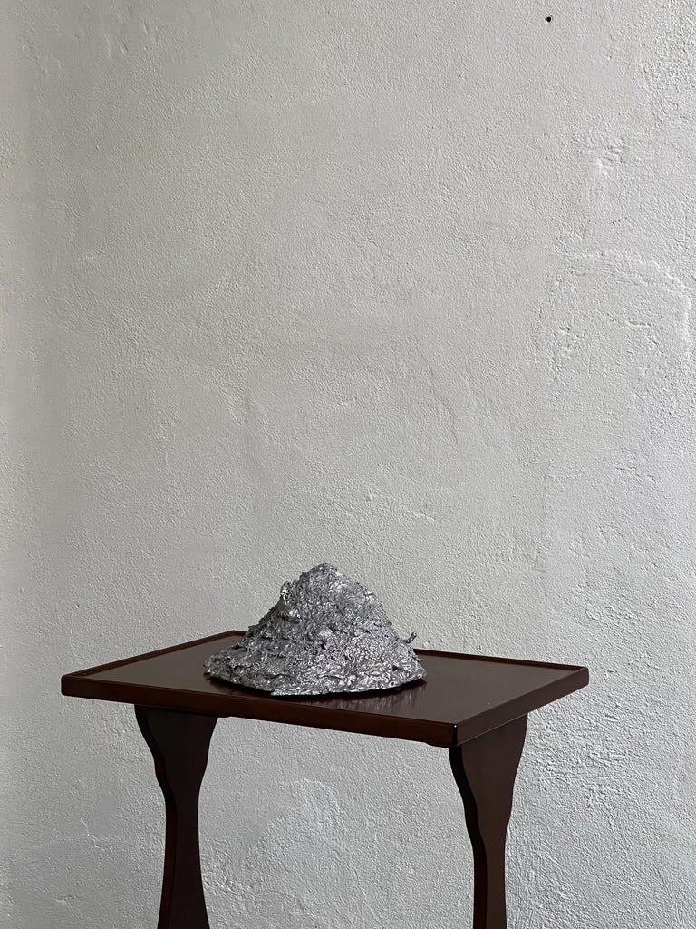 Unique sculpture of cast aluminium Title "Upside down world" Signed by ...