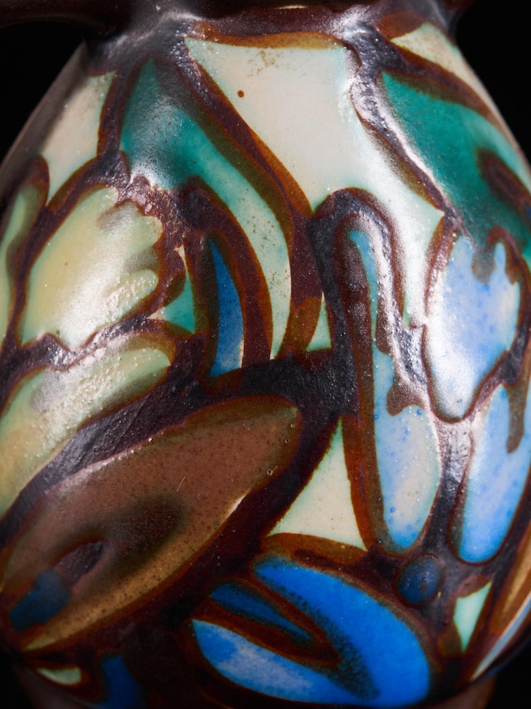 Unique Set of 3 Very Colorful Hand Painted Ceramic Vases with Floral ...
