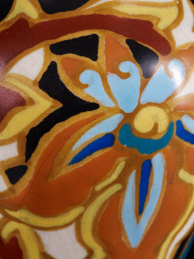Unique Set of 3 Very Colorful Hand Painted Ceramic Vases with Floral ...
