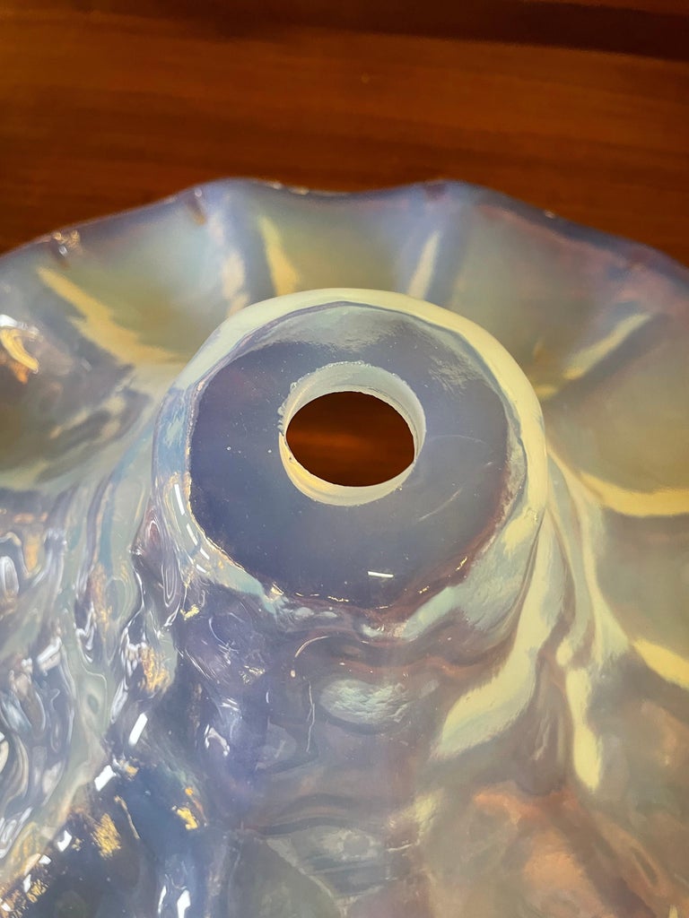 Unique Set of Lalique Like Midcentury Iridescent Blue Glass Pendant ...