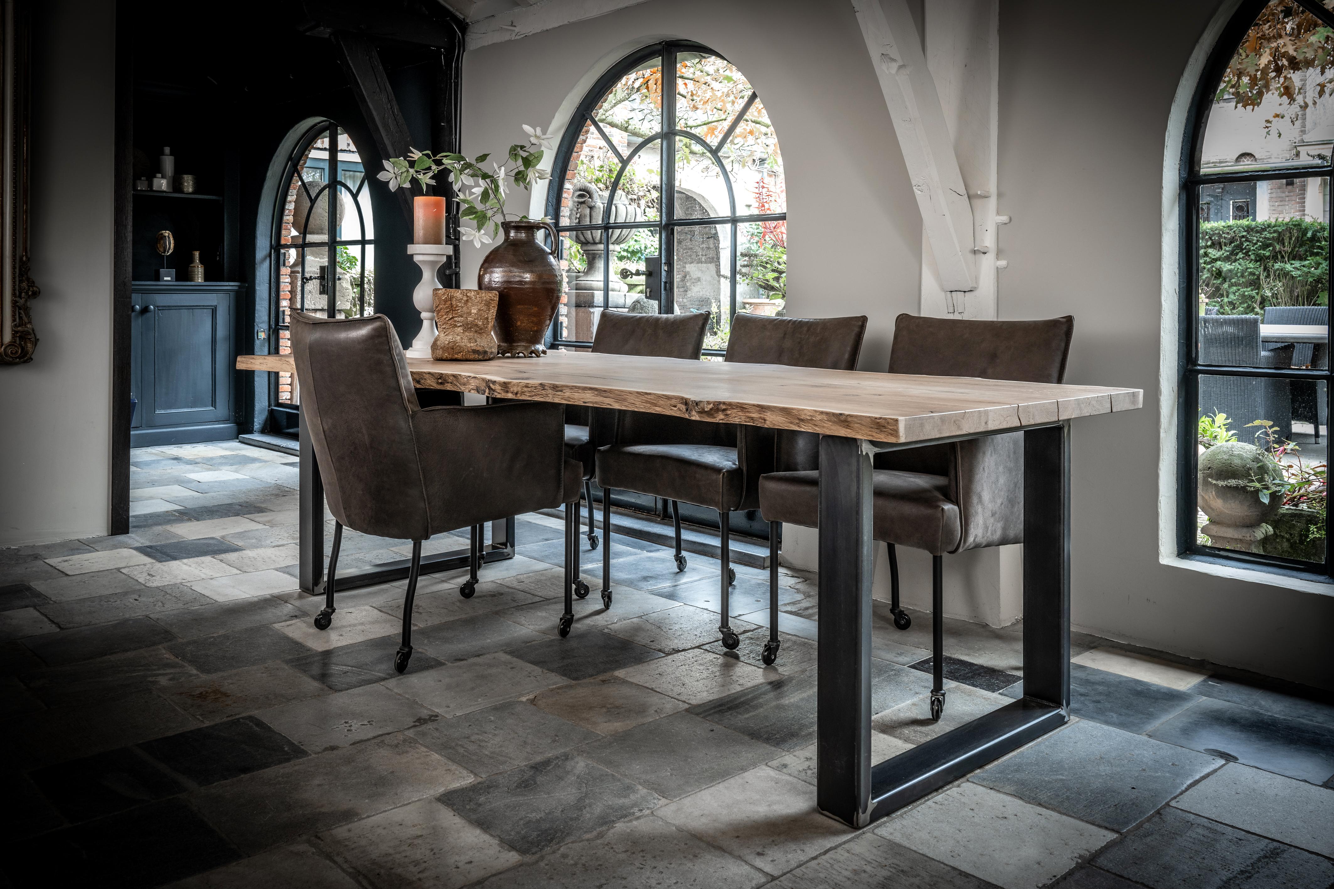 Unique solid aged pippi oak live edge dining table with matte finish ...