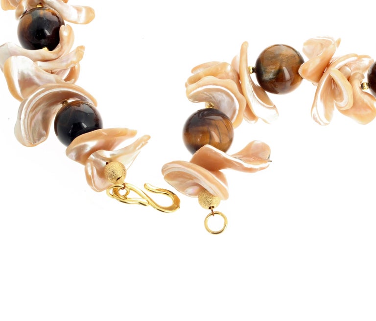 AJD Elegant Dramatic Natural Golden Cream Color Shell and Tiger Eye ...
