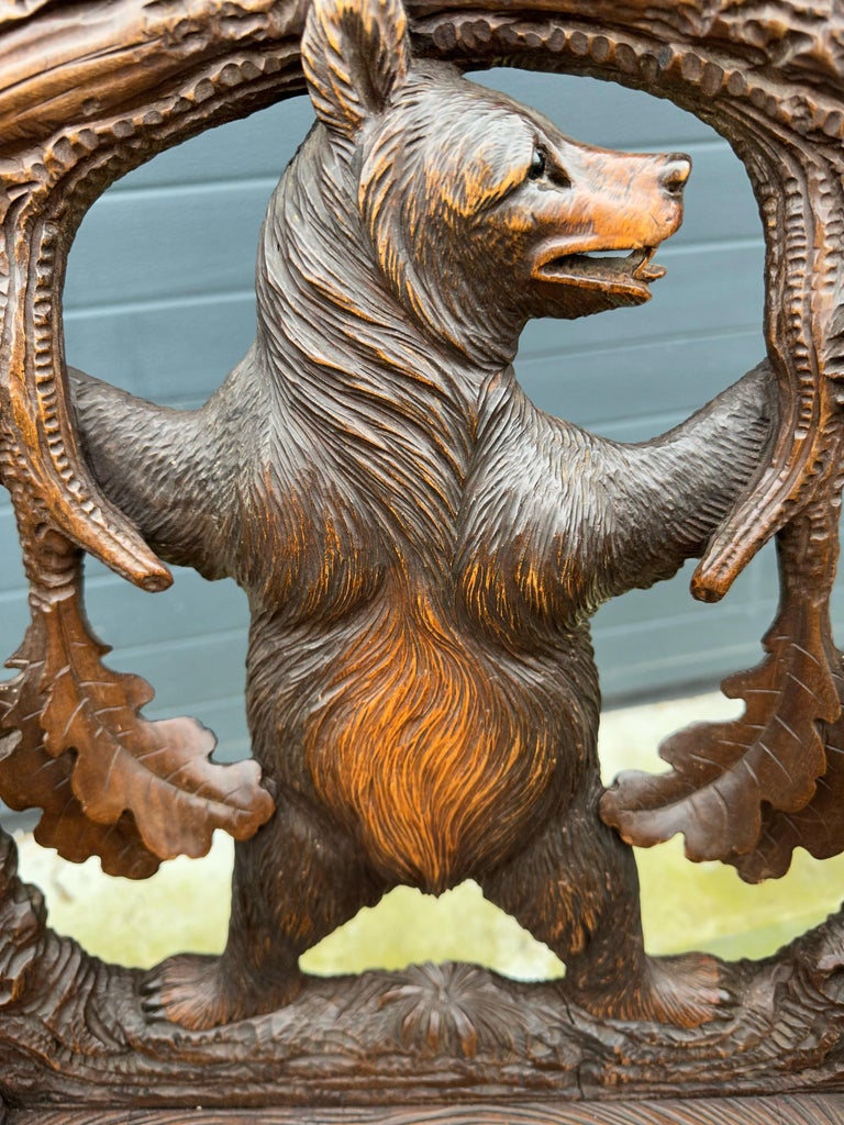 Unique and Sturdy Antique Black Forest Armchair / Lounge Chair W. Bear ...