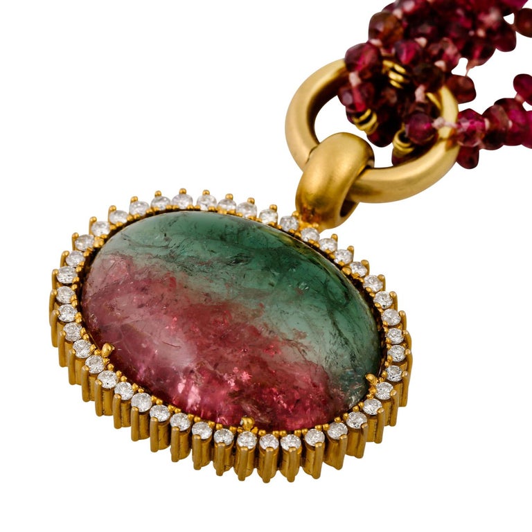 Unique Tourmaline Necklace with Watermelon Tourmaline For Sale at 1stDibs