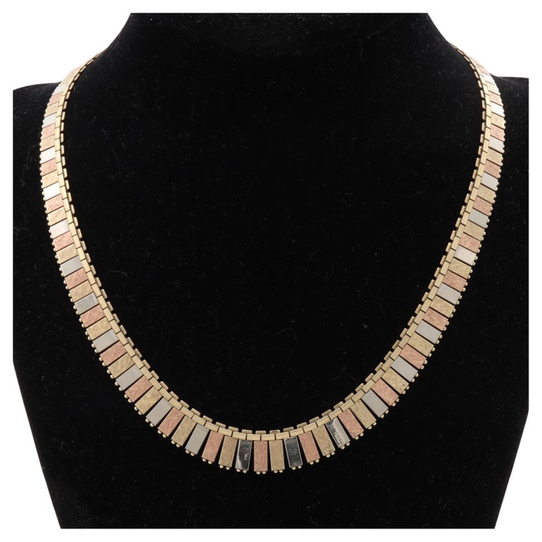 Unique Tri Color Bridal Gold Necklace for Her, Vintage For Sale at 1stDibs