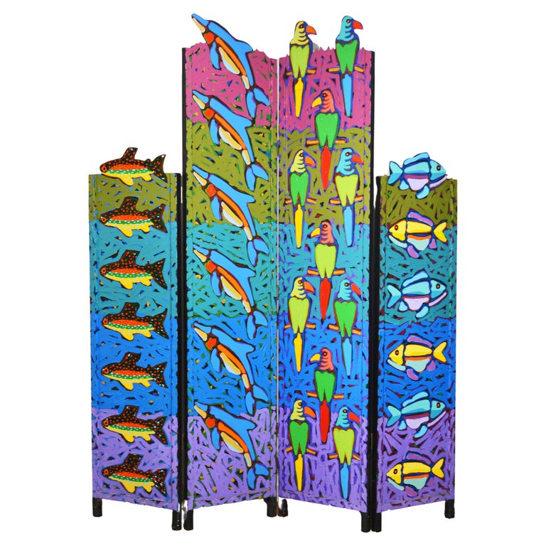 Unique Tropical Florida Style Folding Screen by Tom Francis Atlanta ...