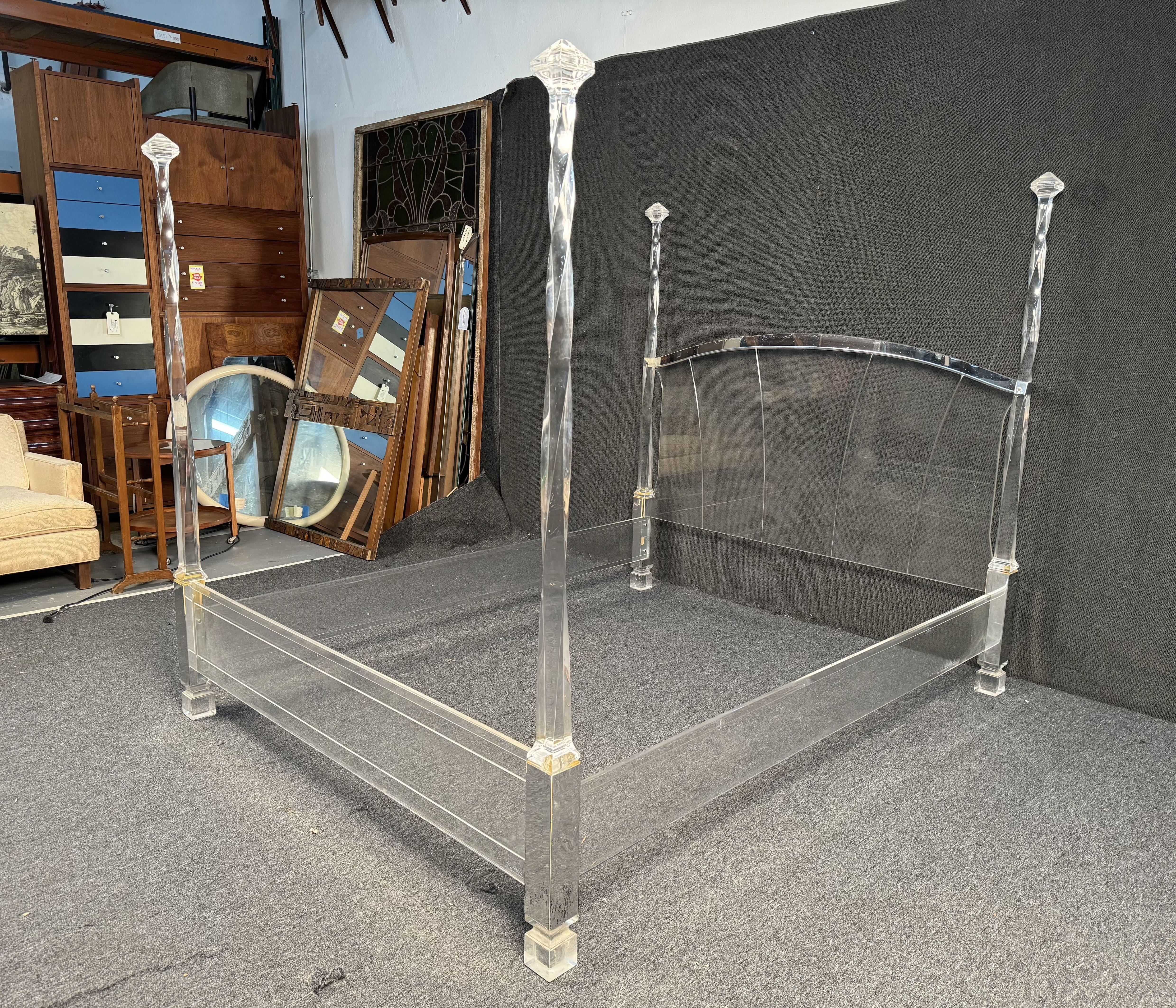 Unique Twisted Lucite and Chrome Bed Frame For Sale at 1stDibs