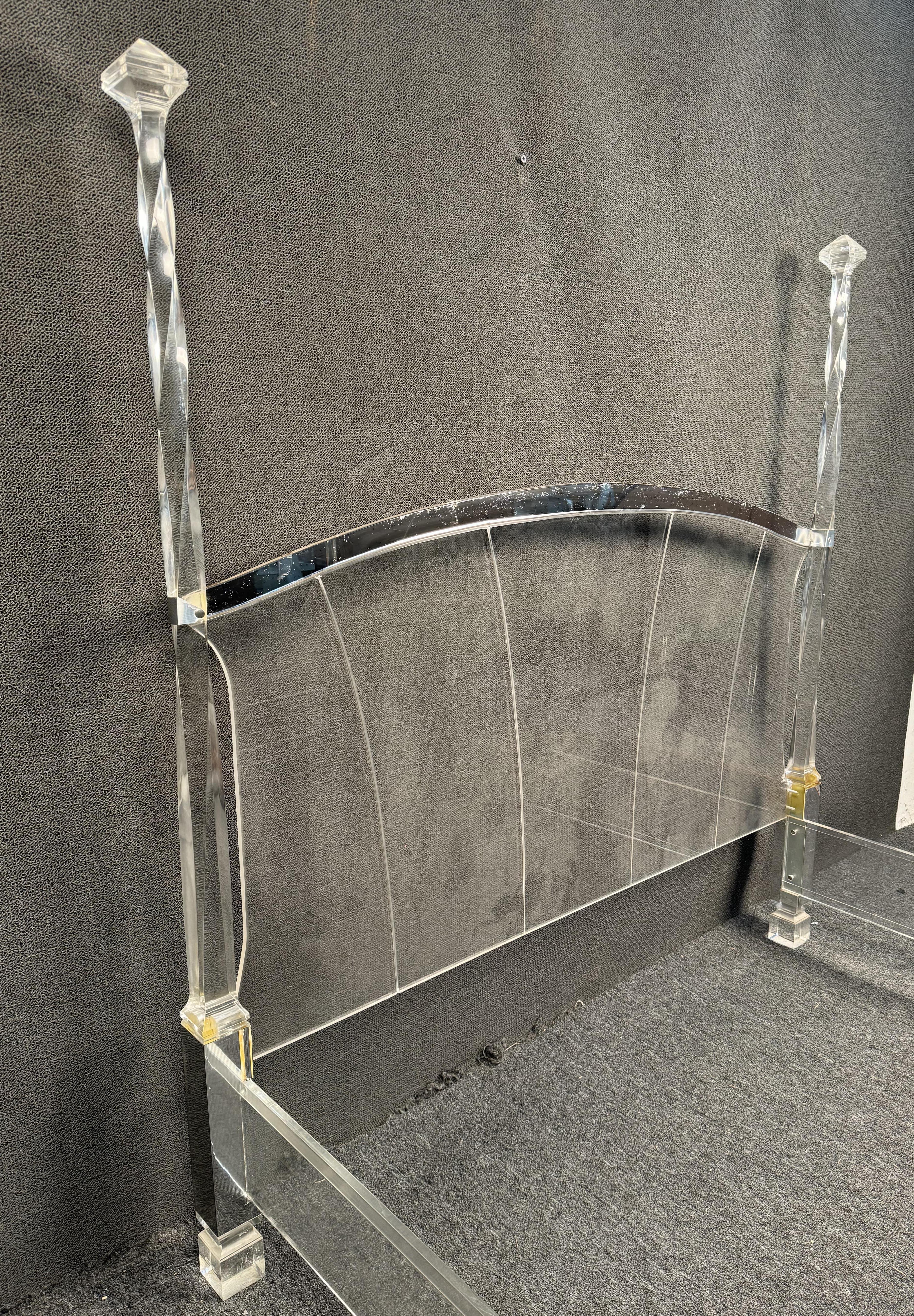 Unique Twisted Lucite and Chrome Bed Frame For Sale at 1stDibs