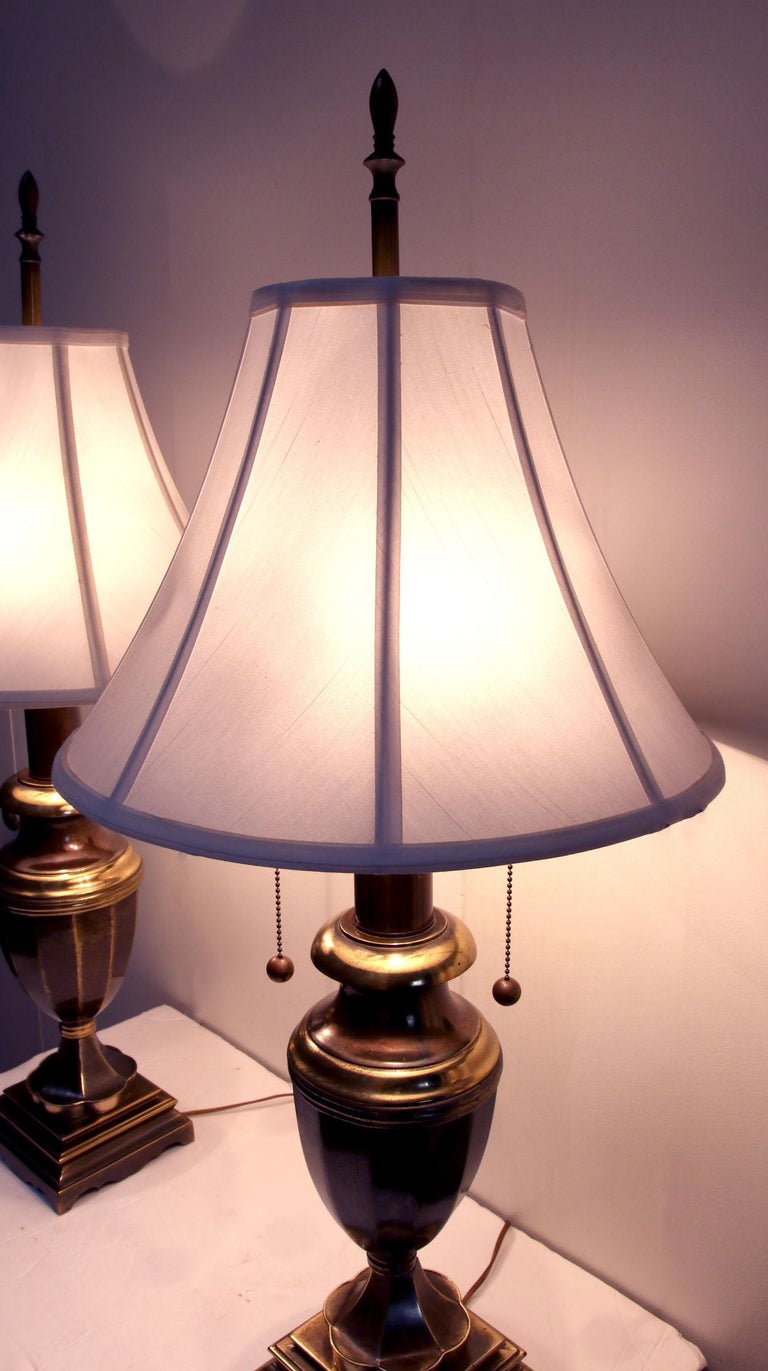 Unique Urn Form Gilt Neo Classical Style Pair of Lamps For Sale at 1stDibs