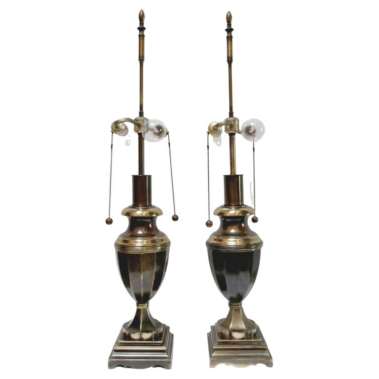 Unique Urn Form Gilt Neo Classical Style Pair of Lamps For Sale at 1stDibs