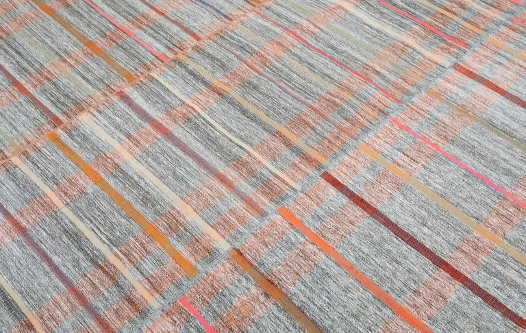 Unique Vibrant Vintage Flatweave Rug For Sale at 1stDibs