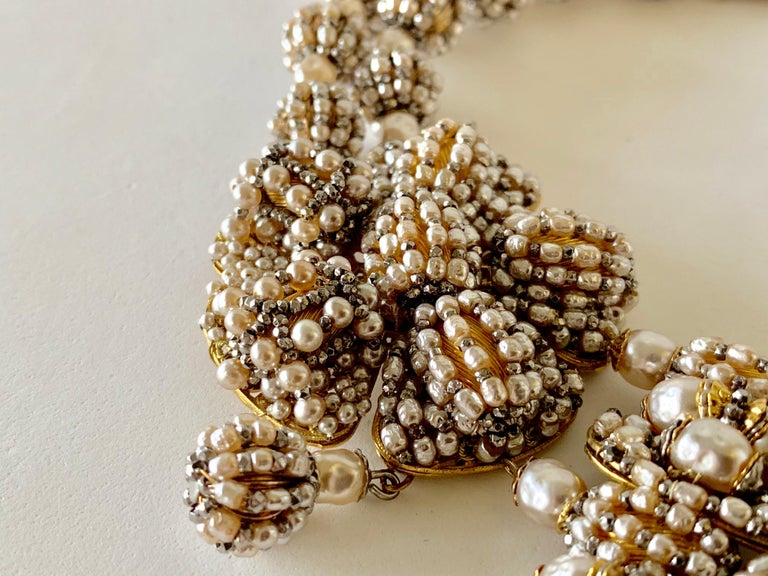 Vintage Beaded Pearl Gilt Statement Necklace at 1stDibs | pearl ...