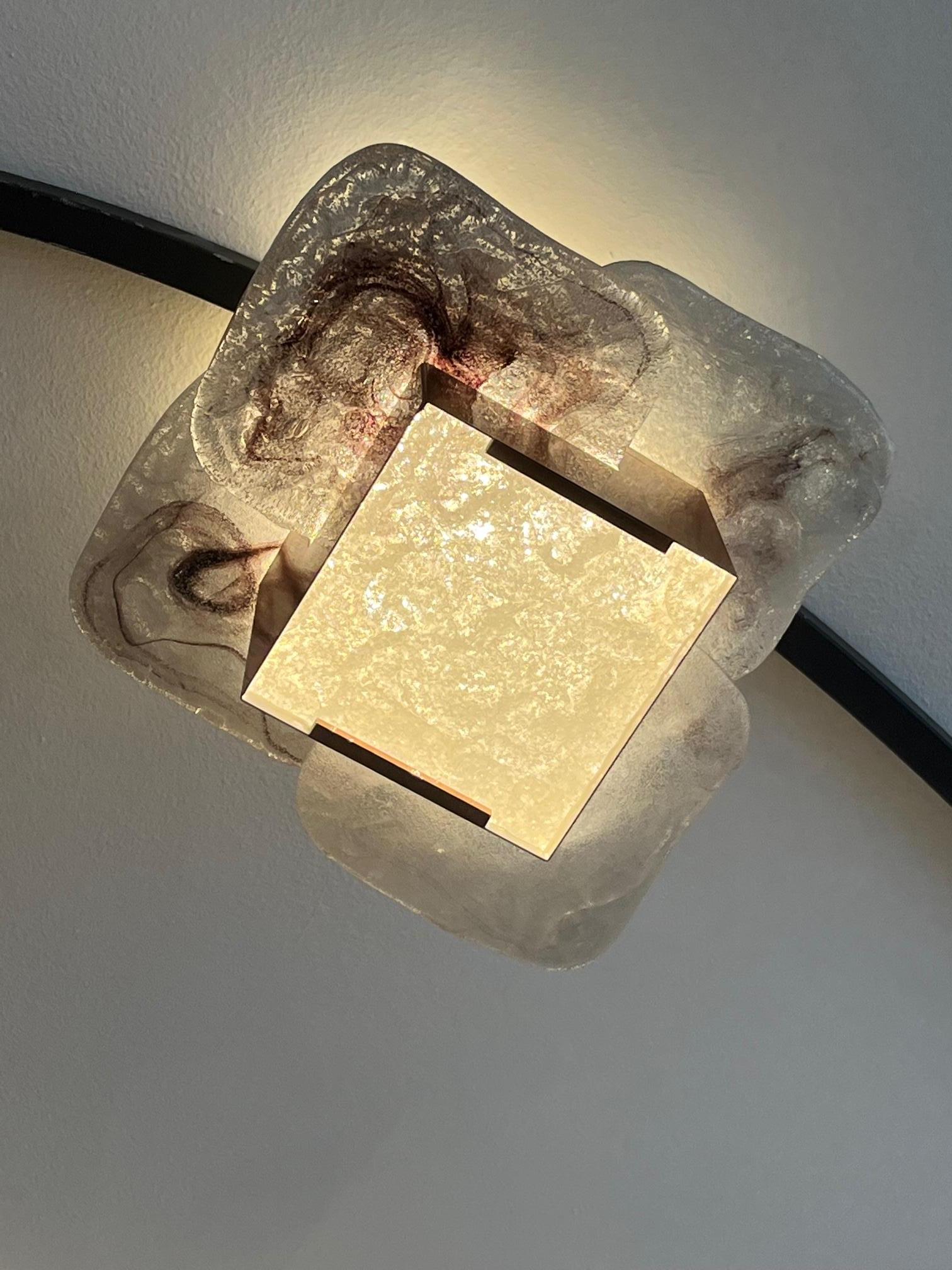 Unique Vintage Copper and Glass 3 Shades Circle Flush Mount Lamp, ca ...
