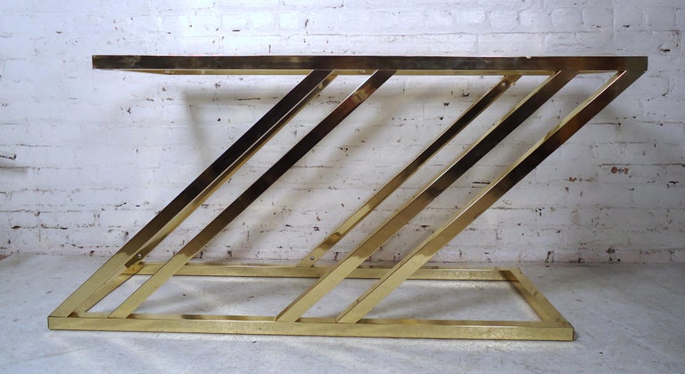 Unique Vintage Modern Brass Console For Sale at 1stDibs