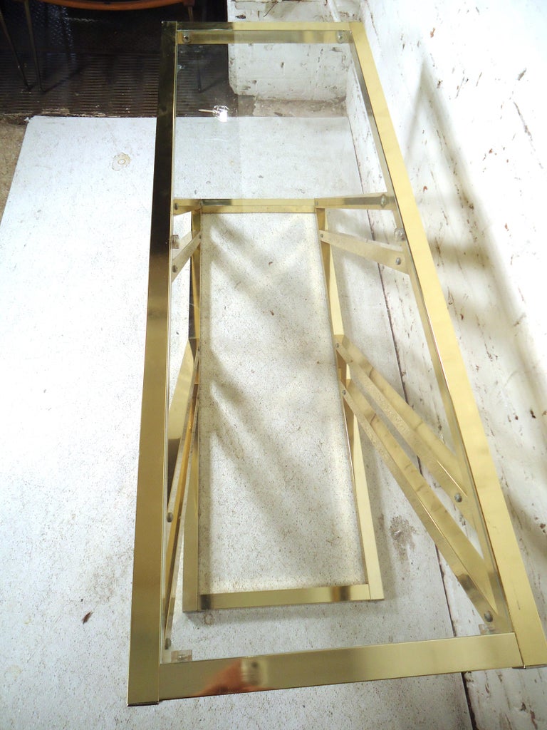 Unique Vintage Modern Brass Console For Sale at 1stDibs