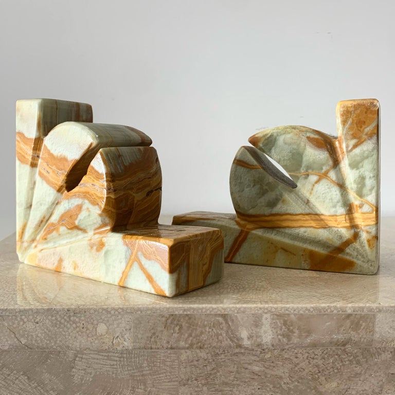 Unique Vintage Sculptural Marble Bookends, 1970s For Sale at 1stDibs