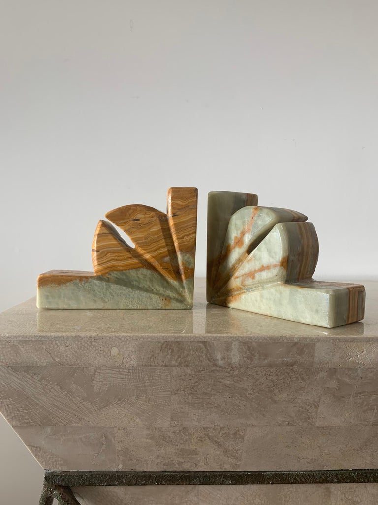 Unique Vintage Sculptural Marble Bookends, 1970s For Sale at 1stDibs