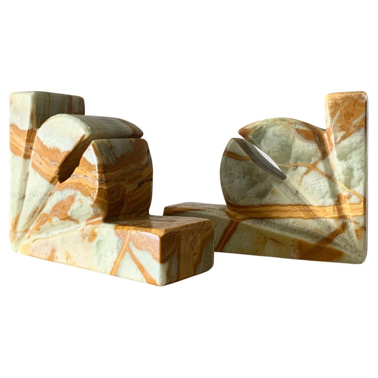 Unique Vintage Sculptural Marble Bookends, 1970s For Sale at 1stDibs